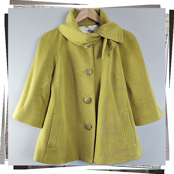 Anthropologie | Jackets & Coats | Nwot Mustard Color Wool Warm Lined ...